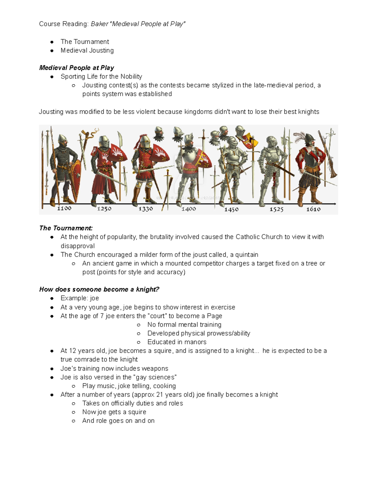 Medieval Sport - Lecture notes for class in History/Pers. with ...