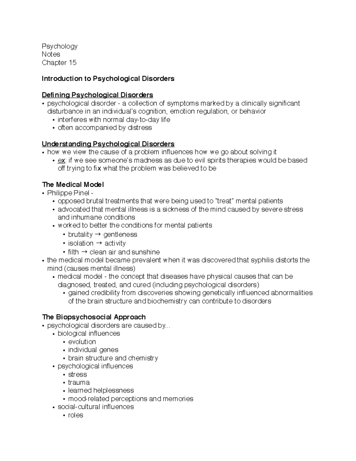 Psych Notes Ch. 15 - Psychology Notes Chapter 15 Introduction to ...