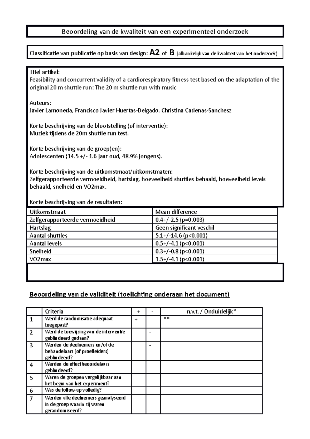 Artikel 3BGS - voorbeeld checklist - Beoordeling van de kwaliteit van ...