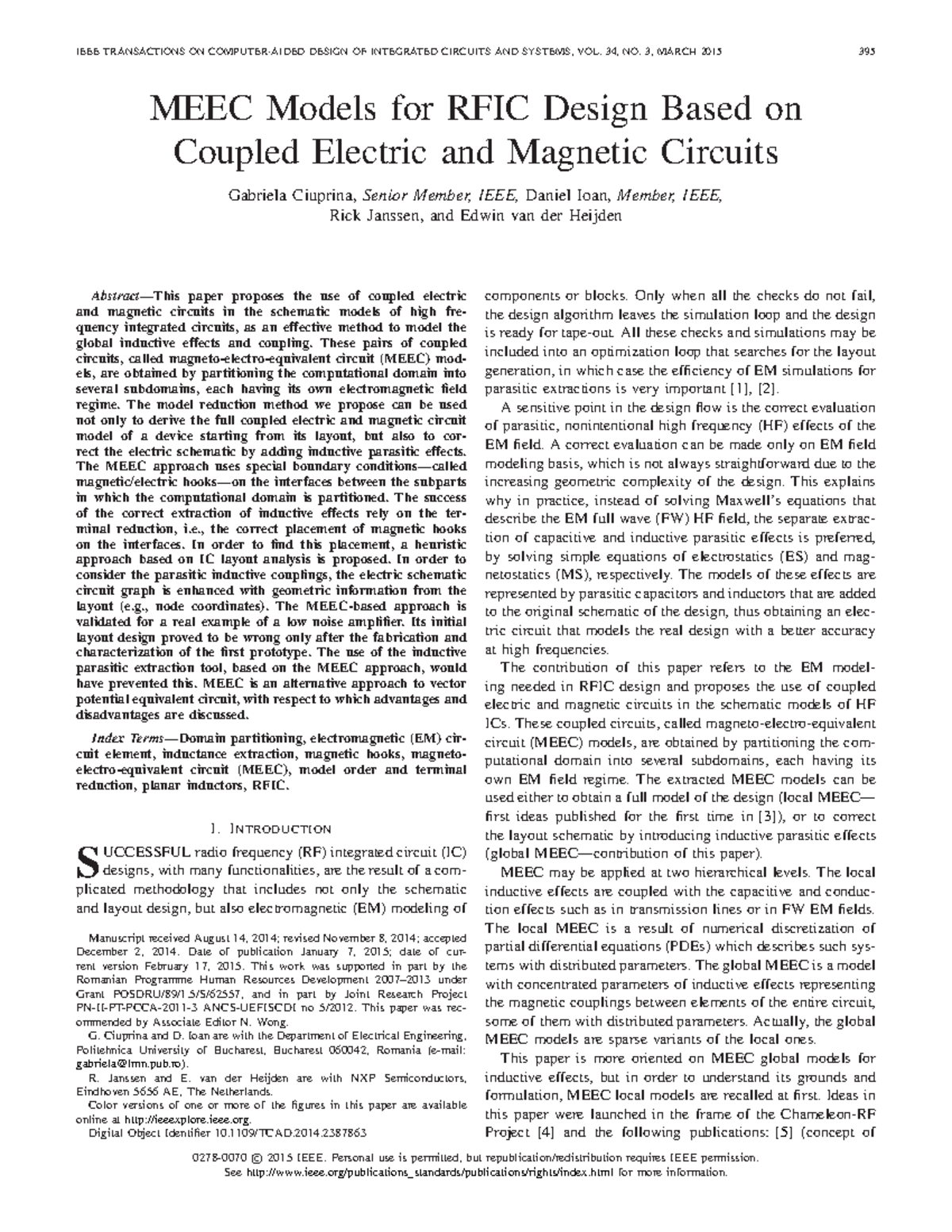 MEEC Models for RFIC Design Based on Coupled Electric and Magnetic ...