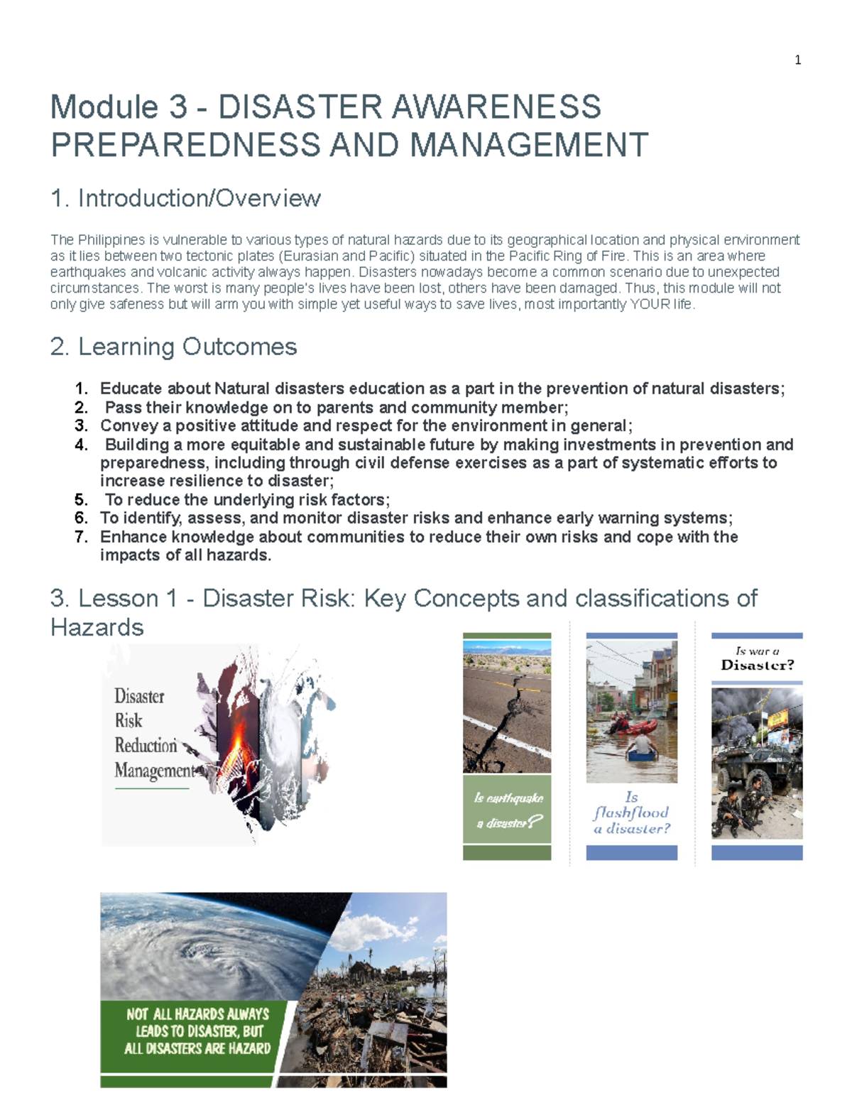 NSTP Module 3 - Disaster Awareness Preparedness AND Management - Module ...