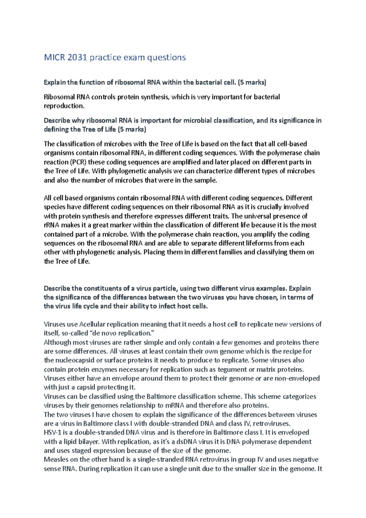 MICR 2031 practice exam questions - MICR 2031 practice exam questions ...