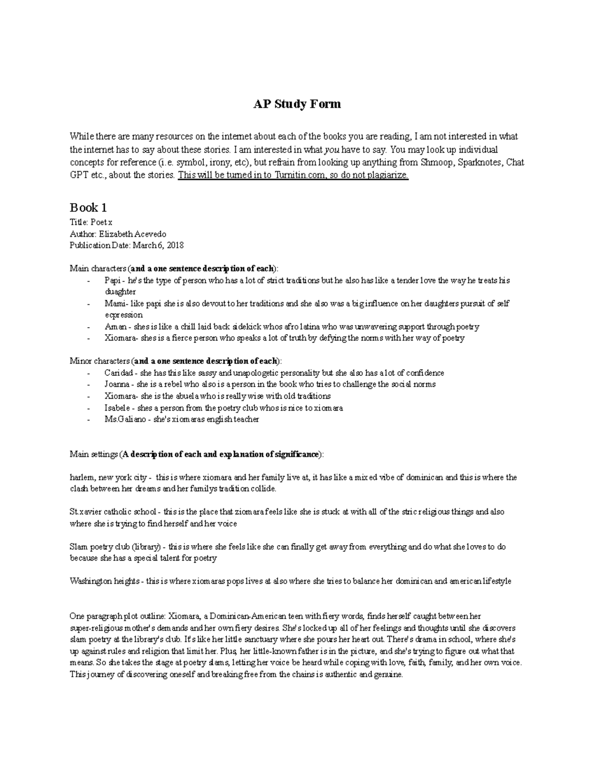 Copy of AP Lit Study Form - AP Study Form While there are many ...
