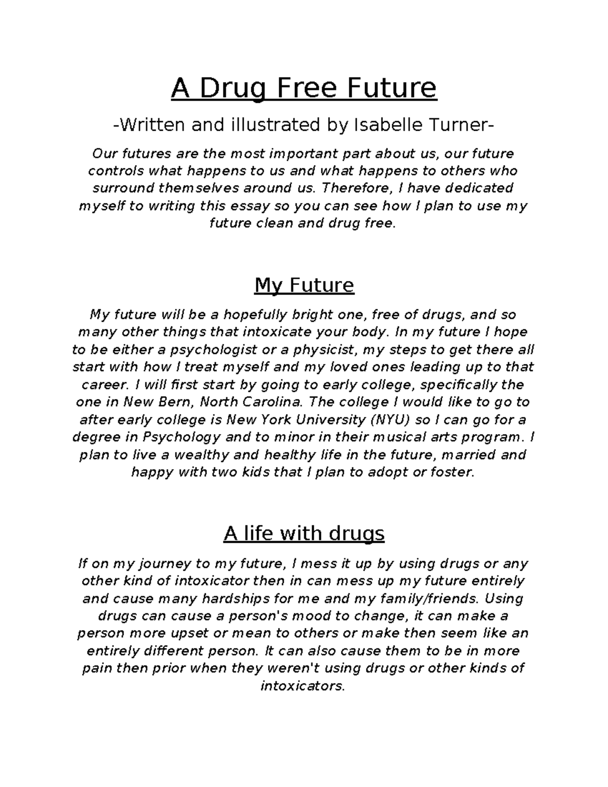 Drug Free Living - A Drug Free Future -Written and illustrated by ...