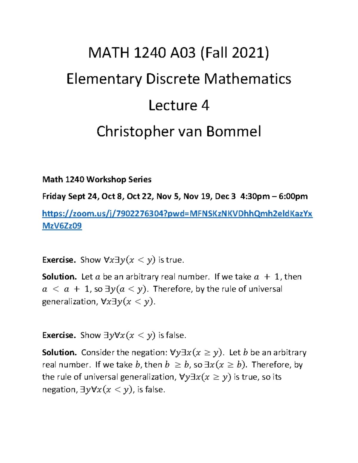 Lecture 4 pdf, Fall- 2021 notes Discrete Mathematics - MATH 1240 A03 ...
