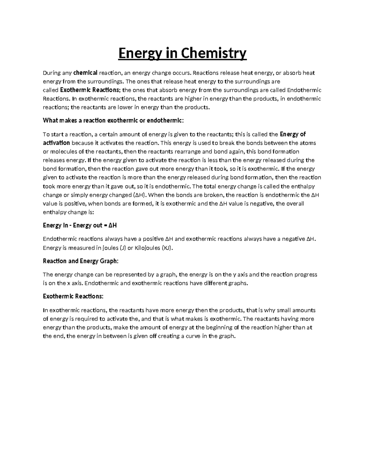Energy in Chemistry - it is very educative - Energy in Chemistry During ...