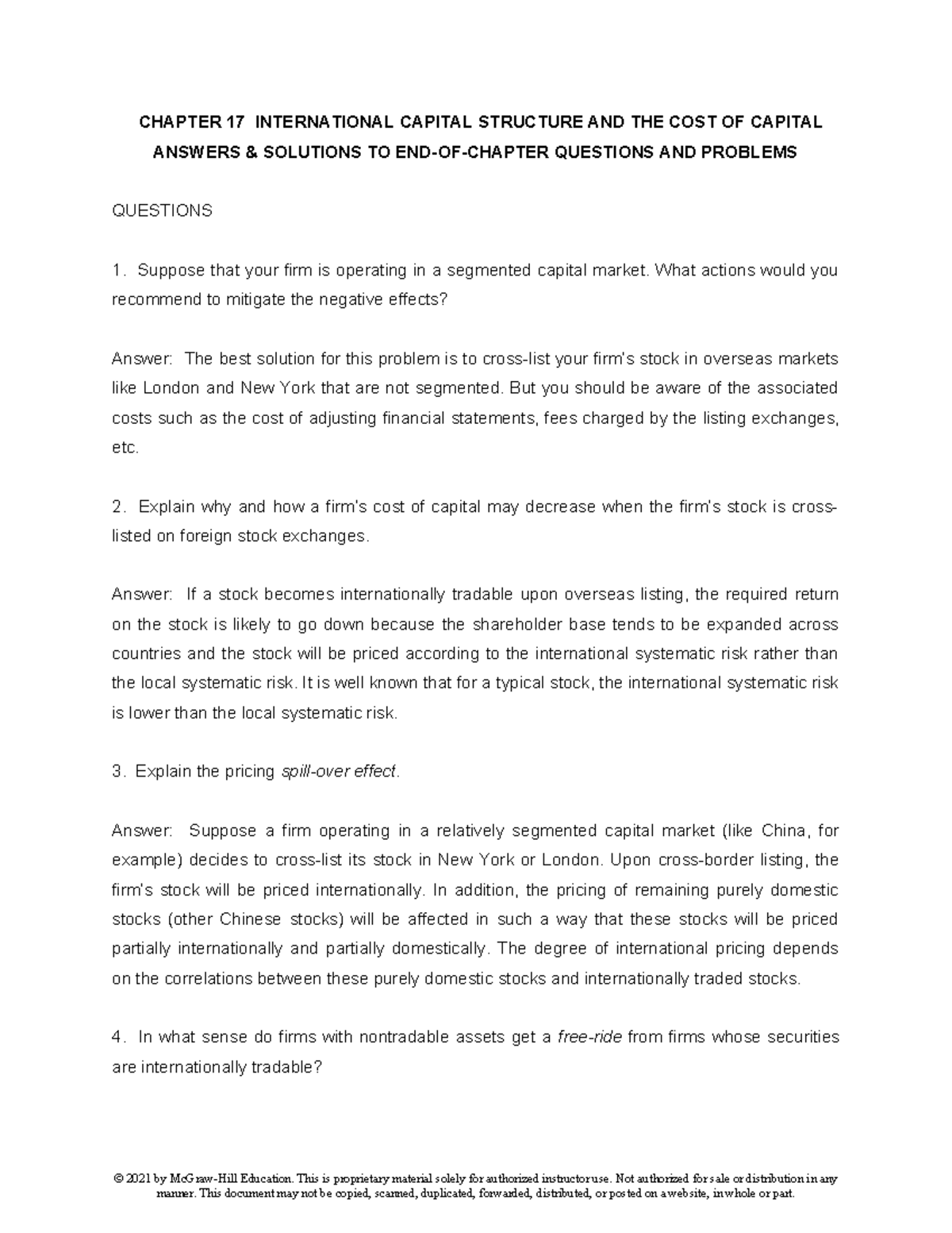 Eun International Financial Management 9e SM CH17 - CHAPTER 17 ...