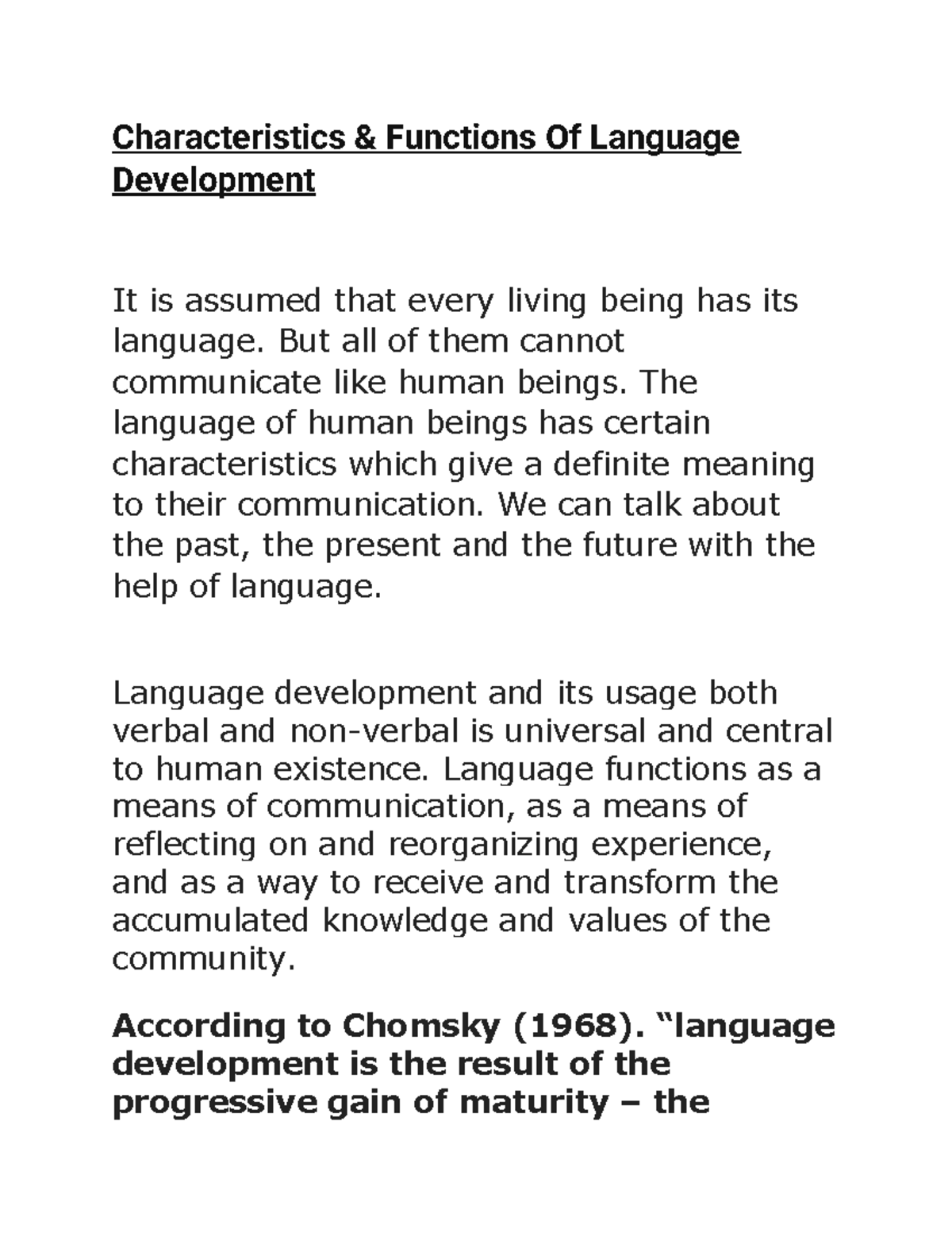 Characteristics and functions of language development - Characteristics ...