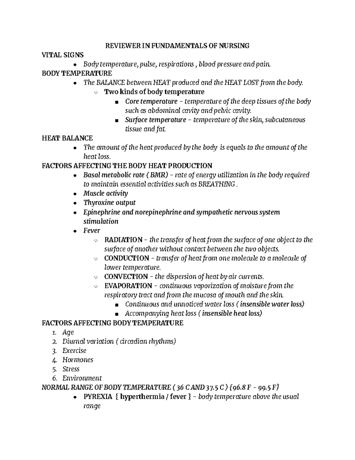 Reviewer IN Fundamentals OF Nursing - REVIEWER IN FUNDAMENTALS OF ...