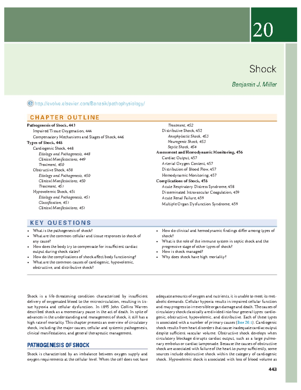 Chapter 20 - Shock - 443 Shock is a life-threatening condition ...