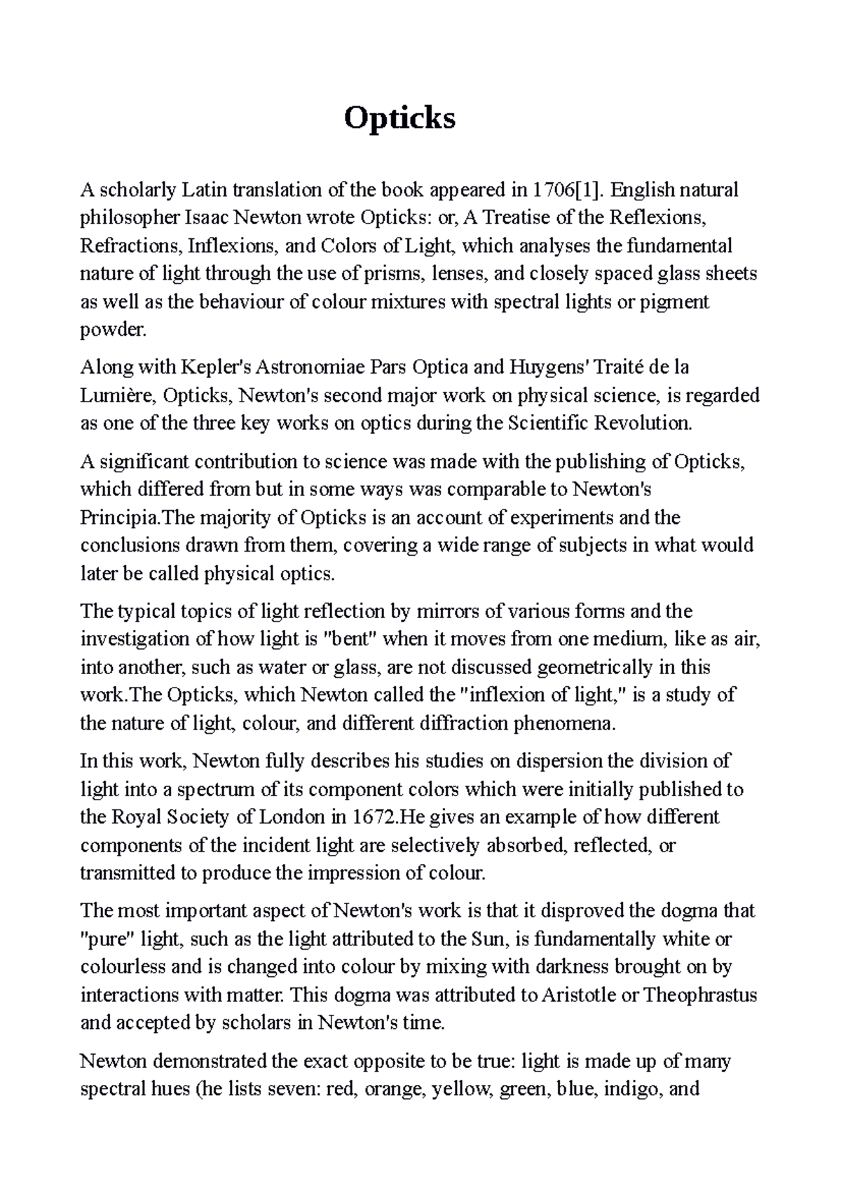 Opticks - shafina - Opticks A scholarly Latin translation of the book ...