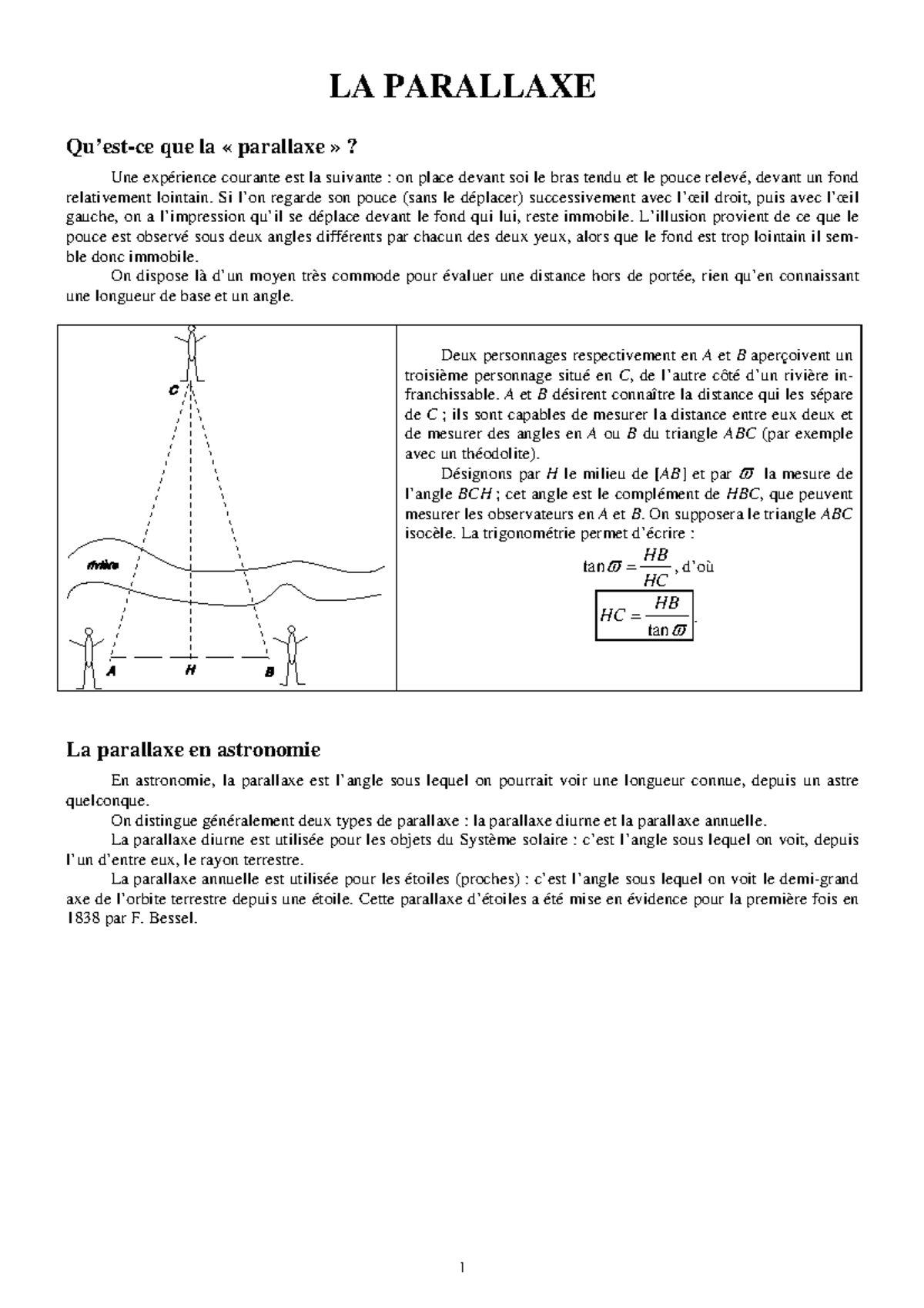 Parallaxe - LA PARALLAXE Qu’est-ce que la « parallaxe »? Une expérience courante est la suivante ...