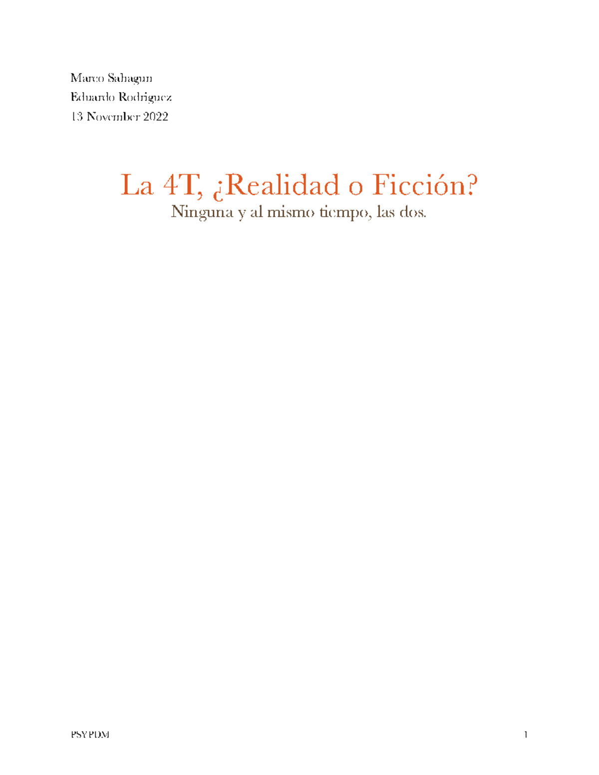 Transformacion - Ensayo - Marco Sahagun Eduardo Rodriguez 13 November ...