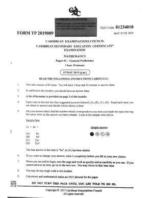 CSEC Maths P2 Sorted by Topic - TABLE OF CONTENTS TOPIC: PAGE Fractions ...