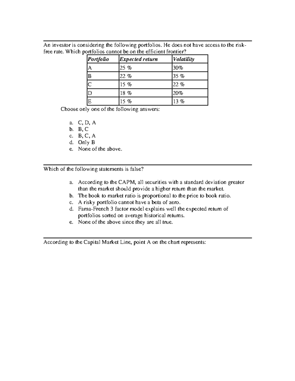 Practice Questions - Lectures 1 2 - Without Answers - FINS3640 - UNSW ...