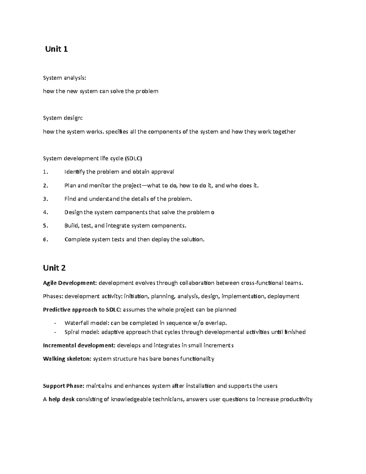 Comp 361 - something or other info text class notes - Unit 1 System ...