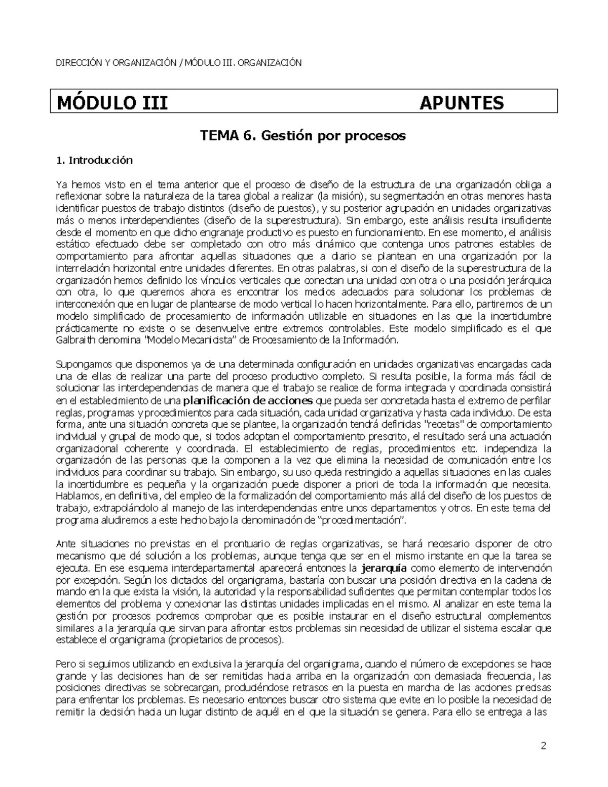 Dy O 2022 Tema 6 Texto v 02 - DIRECCI”N Y ORGANIZACI”N / M”DULO III. ORGANIZACI”N M”DULO III ...