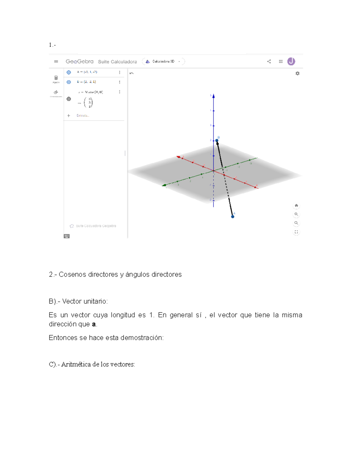 Vectores - 1.- 2.- Cosenos directores y ángulos directores B).- Vector ...