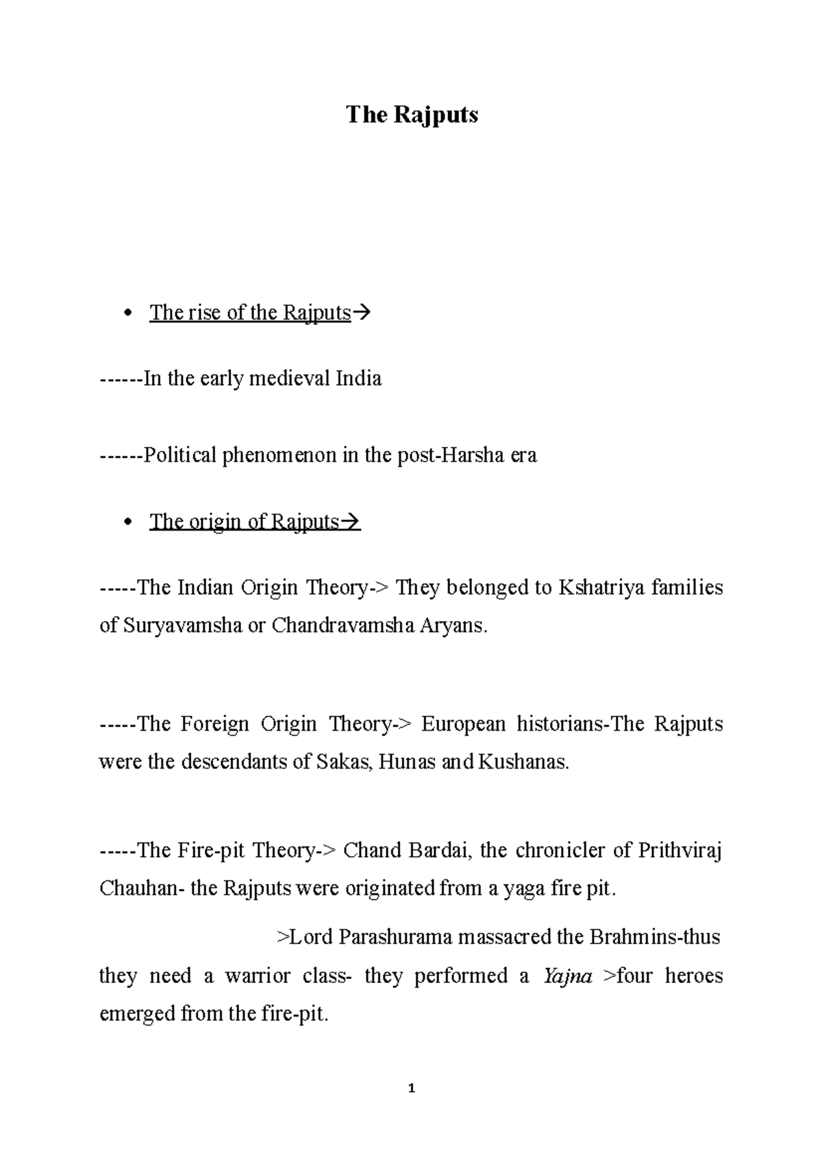 The Rajputs-Lecture notes - The Rajputs The rise of the Rajputs -In the ...
