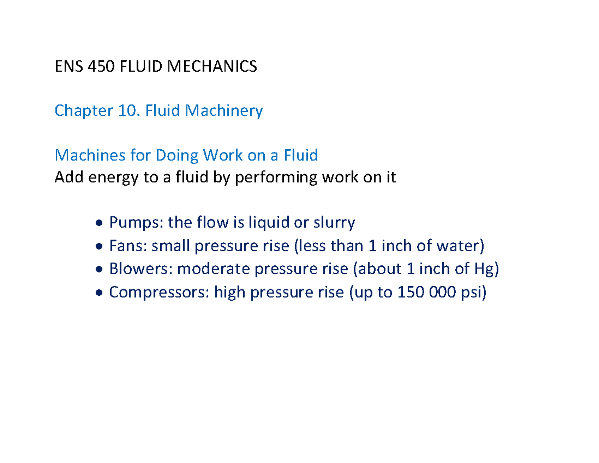 ENS 450 Lecture Notes - Chapter 10-2 - ENS 450 FLUID MECHANICS Chapter ...