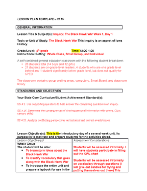 Observation 5 Lesson Plan- Black Hawk War - LESSON PLAN TEMPLATE – 2015 ...