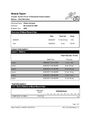 Simulation and EHR Report - Module Report Simulation: Skills Modules 3 ...