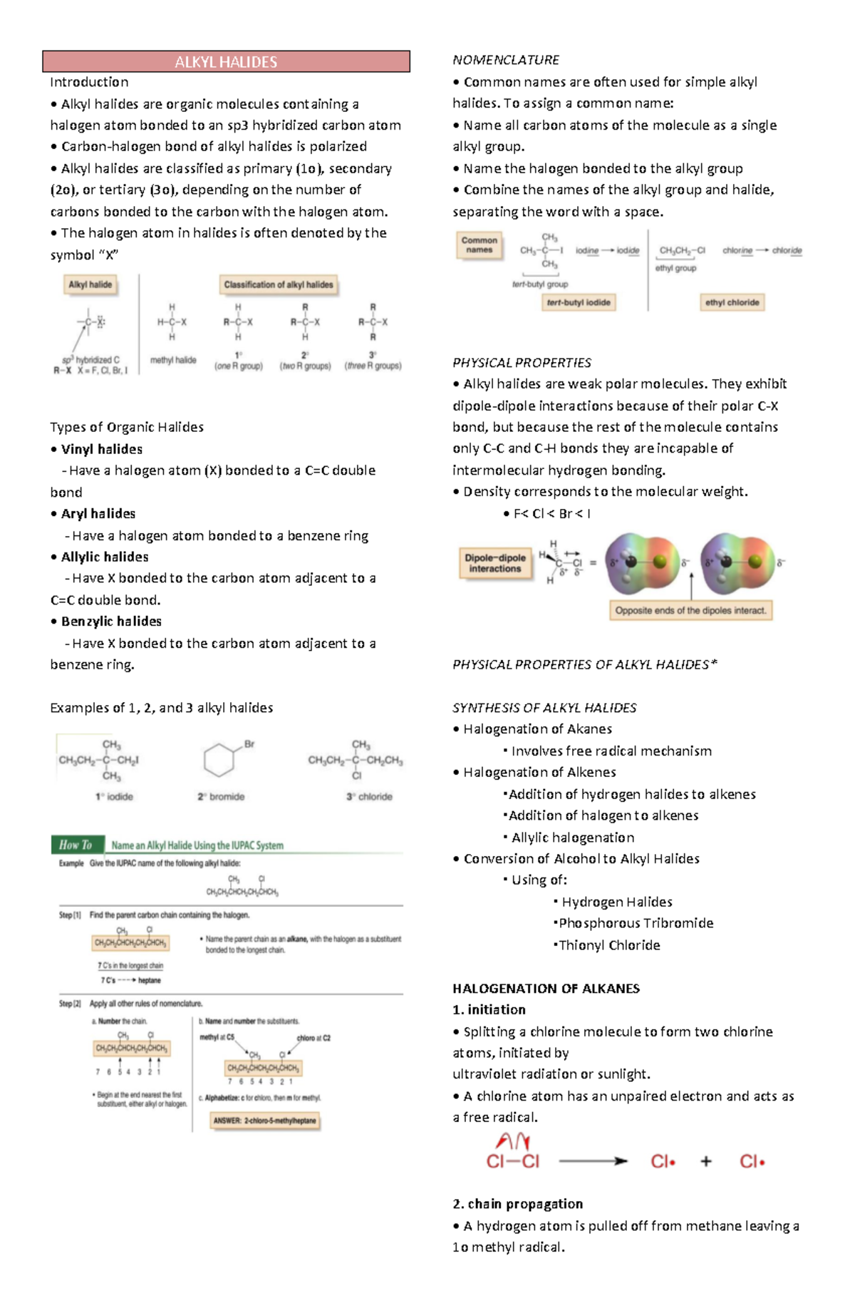 Chem reviewer Alkyl Halides - ALKYL HALIDES Introduction Alkyl halides ...