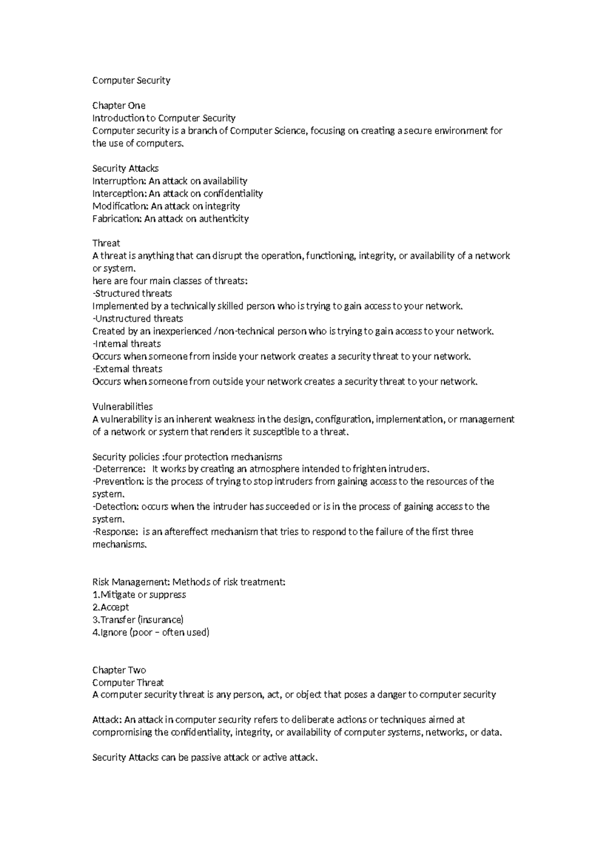 Security of Security - Computer Security Chapter One Introduction to ...