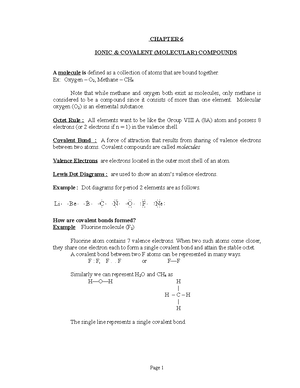 Chapter-8 - Summary/Lecture notes for Introduction to chemistry ...