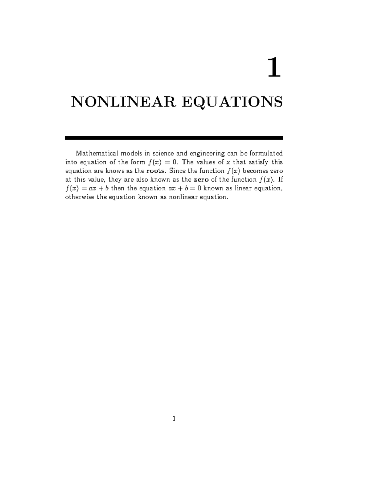 Chapter 1 Non-Linear Equation (Year 2 Sem 1 2020/2021) - 1 NONLINEAR ...
