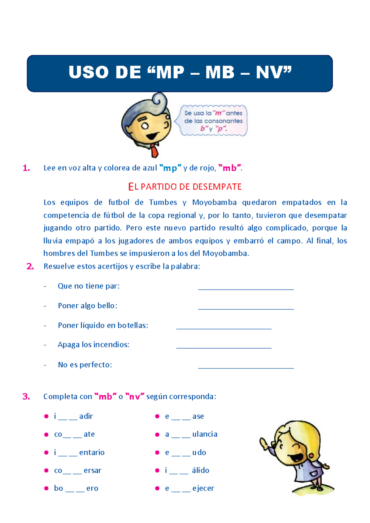 Uso de la MP MB NV para Tercer Grado de Primaria - 1. Lee en voz alta y ...