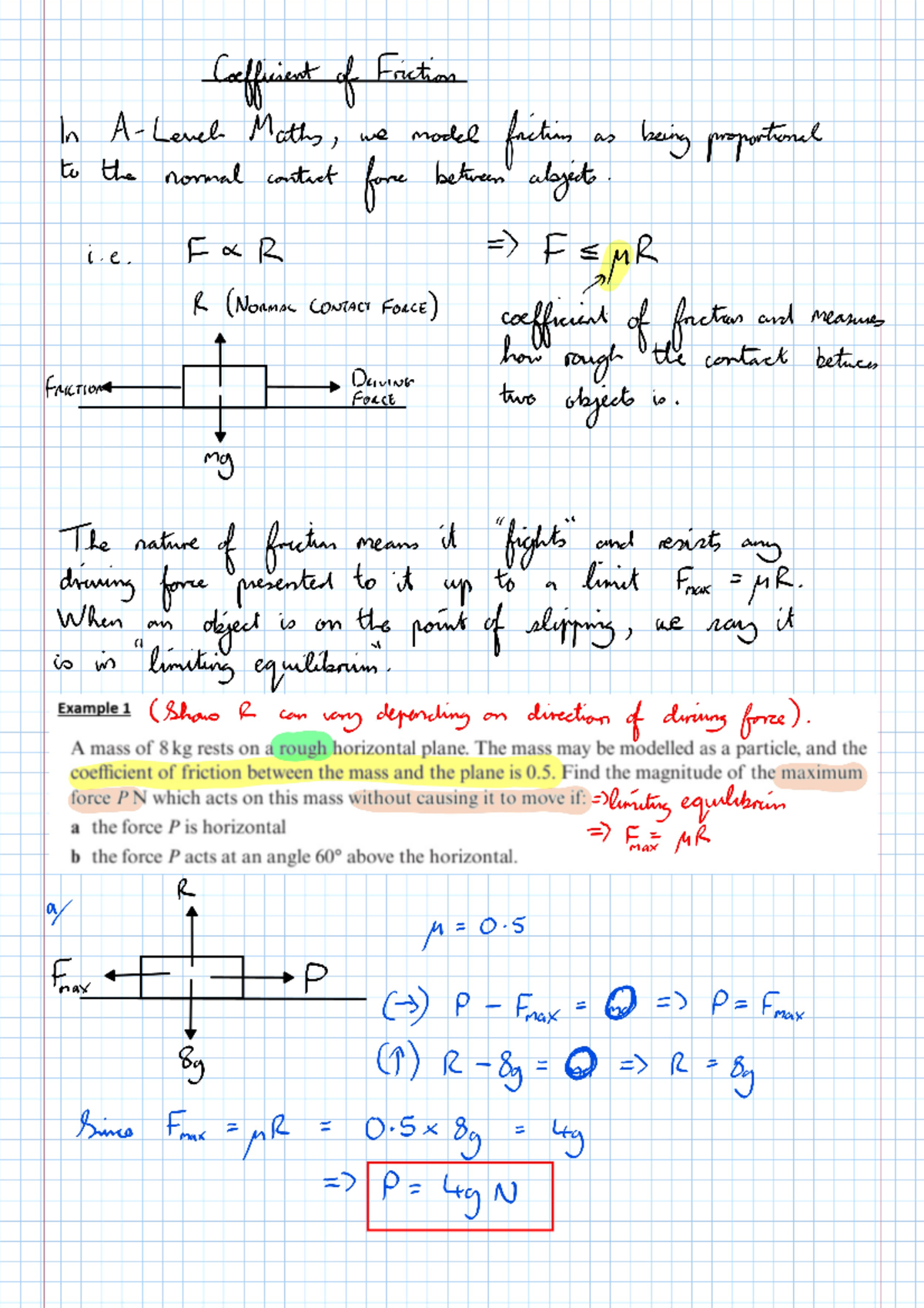 Forces on a Slope with Friction Lesson Notes - Studocu