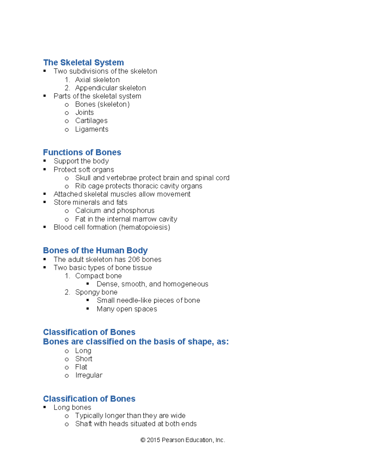 Skeletal lecture - school - The Skeletal System ! Two subdivisions of ...