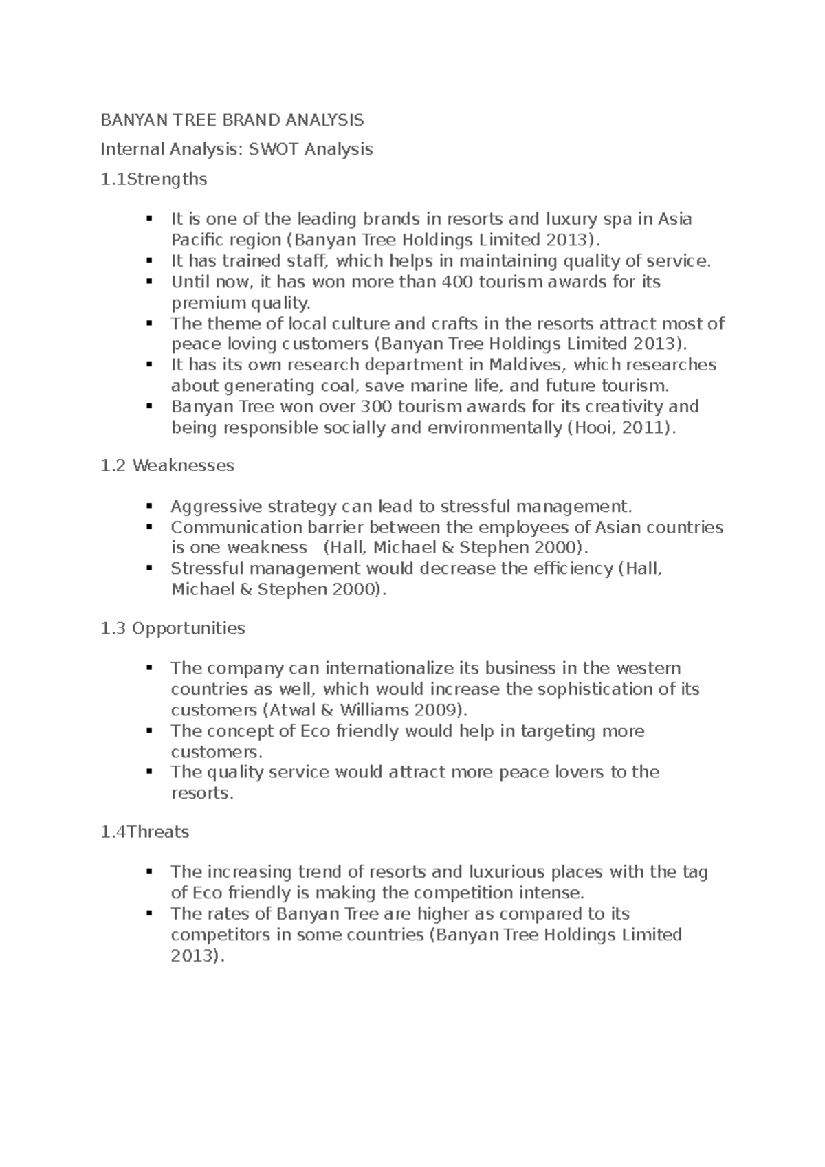 Banyan TREE Brand Analysis - BANYAN TREE BRAND ANALYSIS Internal ...