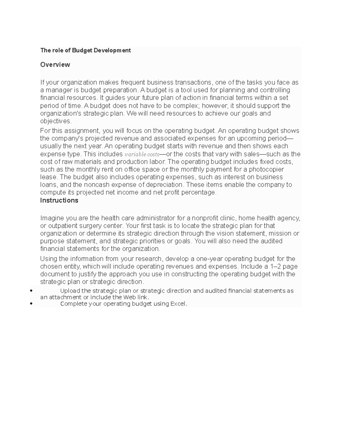 The role of Budget Development - The role of Budget Development ...
