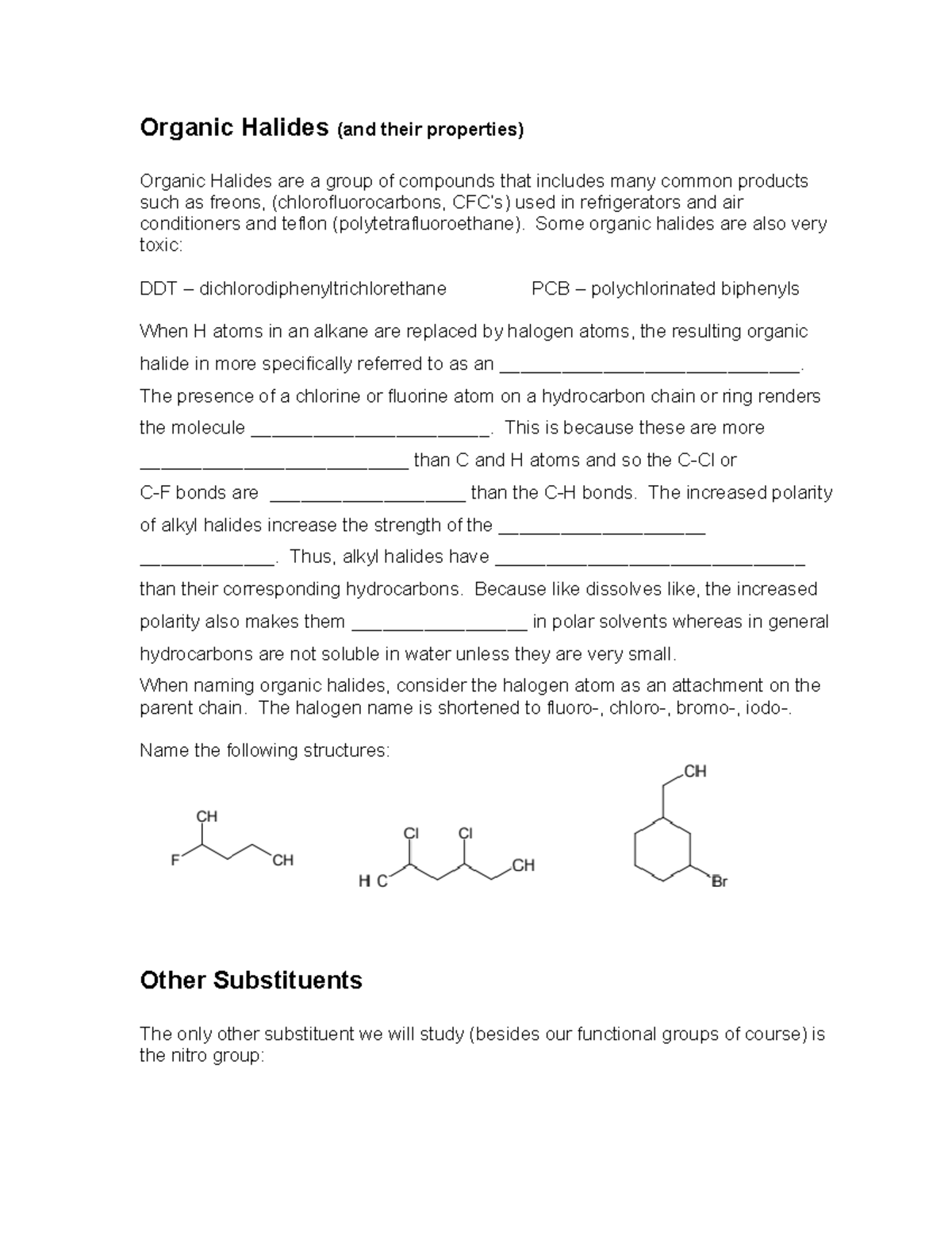 2. Organic Halides (student) - Organic Halides (and their properties ...