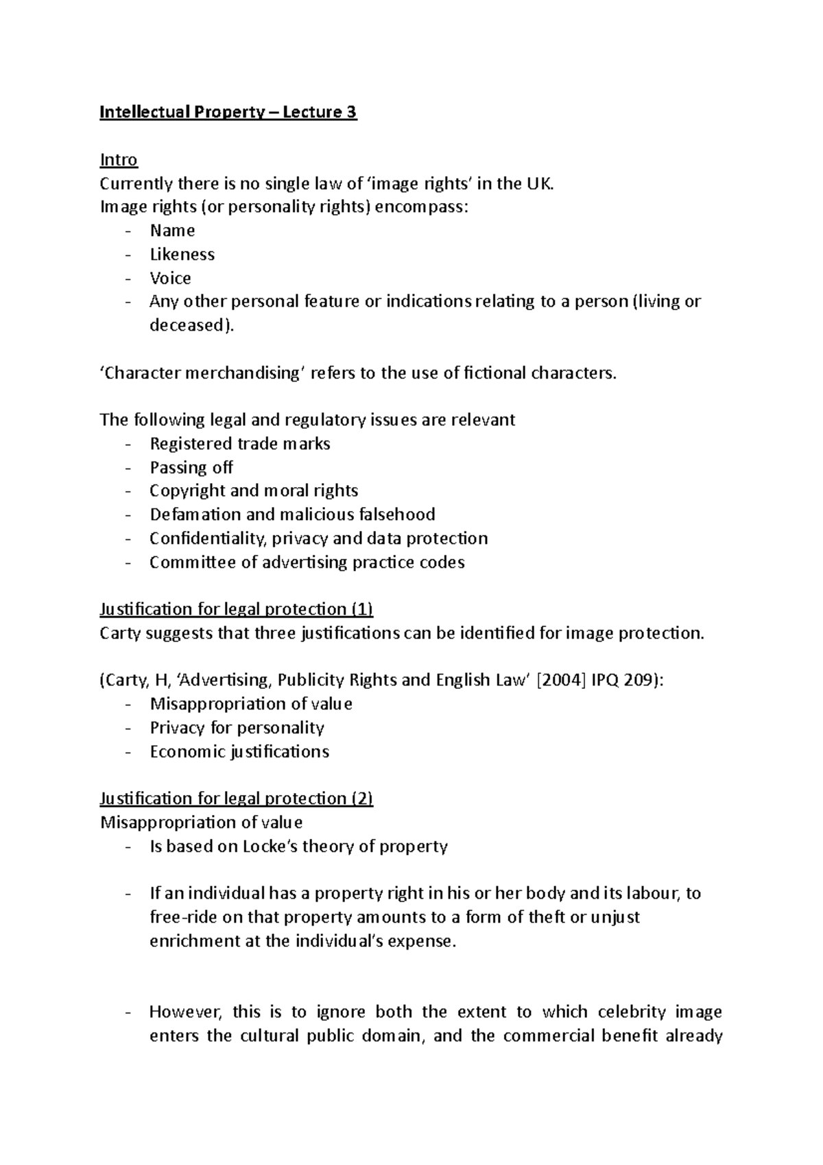 W3 Lecture - Intellectual Property – Lecture 3 Intro Currently there is no single law of ‘image ...
