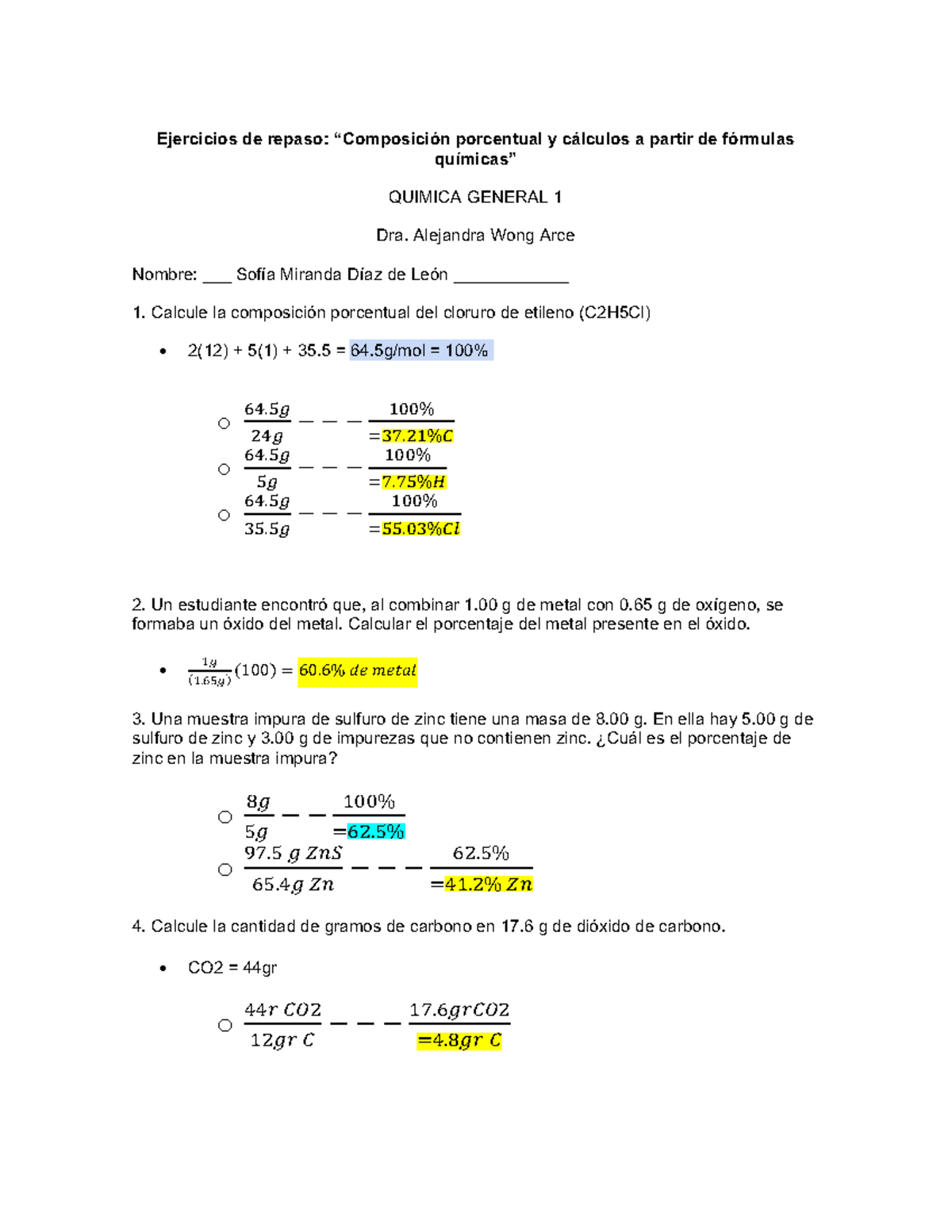 Ejericios Repaso Composicion Porcentual SMDL - Ejercicios de repaso: