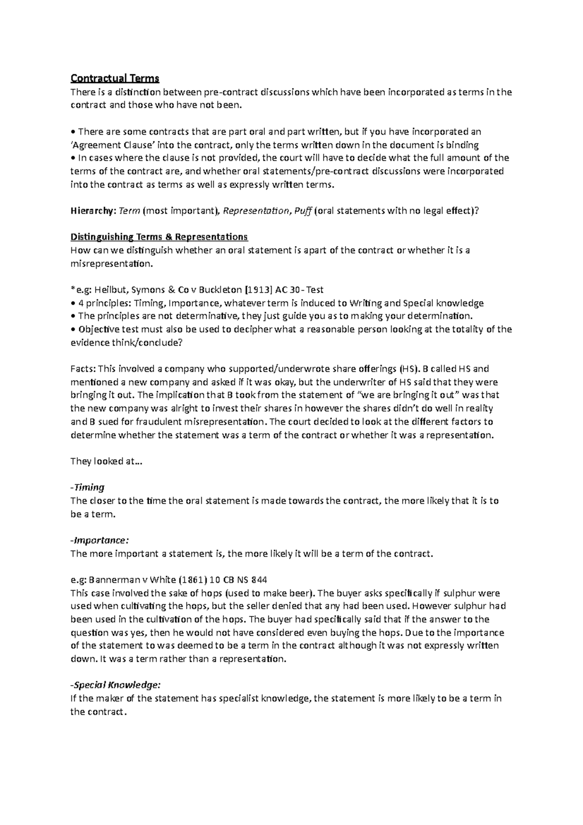 Contract II - Contractual Terms - Contractual Terms There is a ...