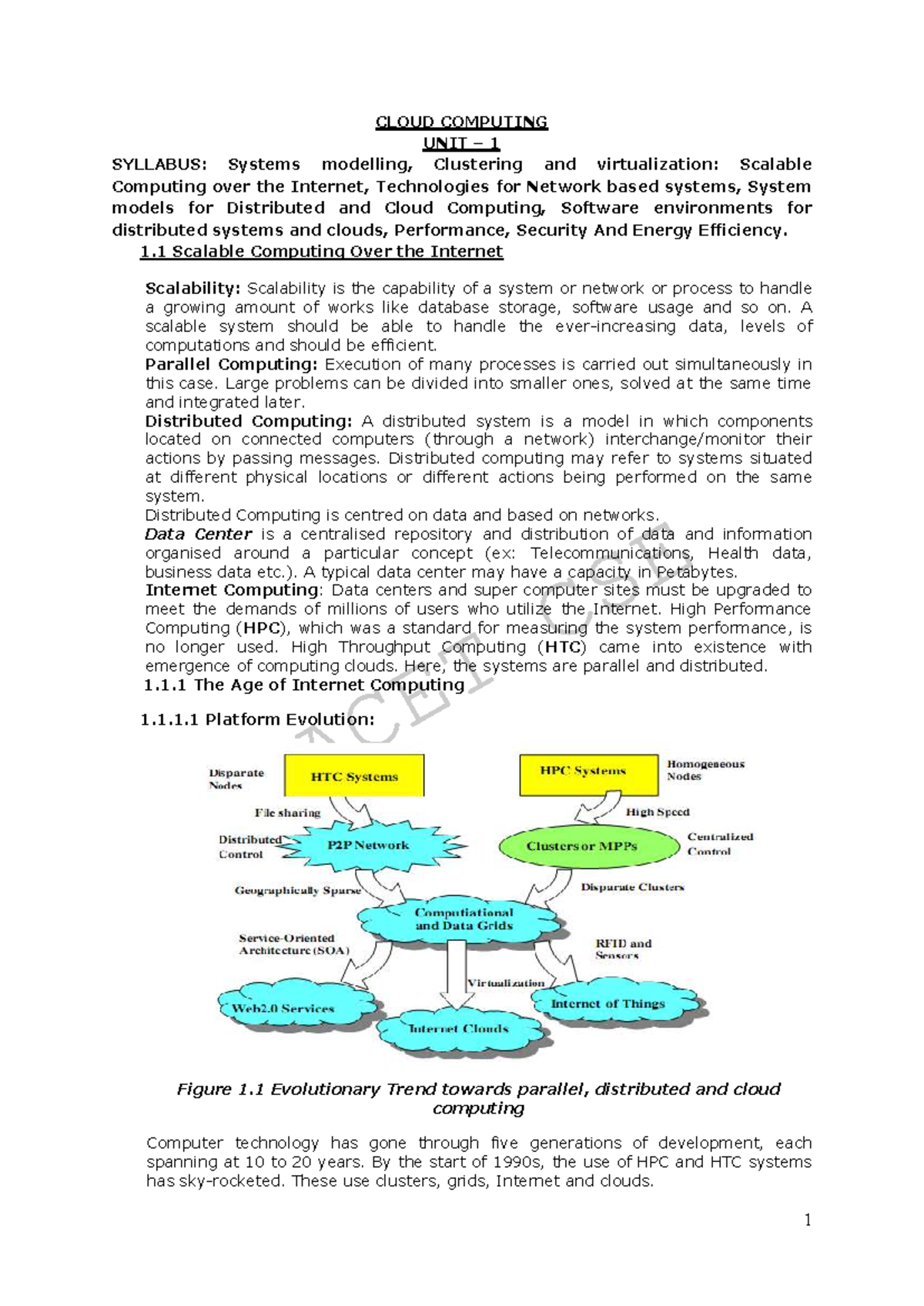 UNIT-1 - cloud computing - SACET CSE CLOUD COMPUTING UNIT – 1 SYLLABUS ...