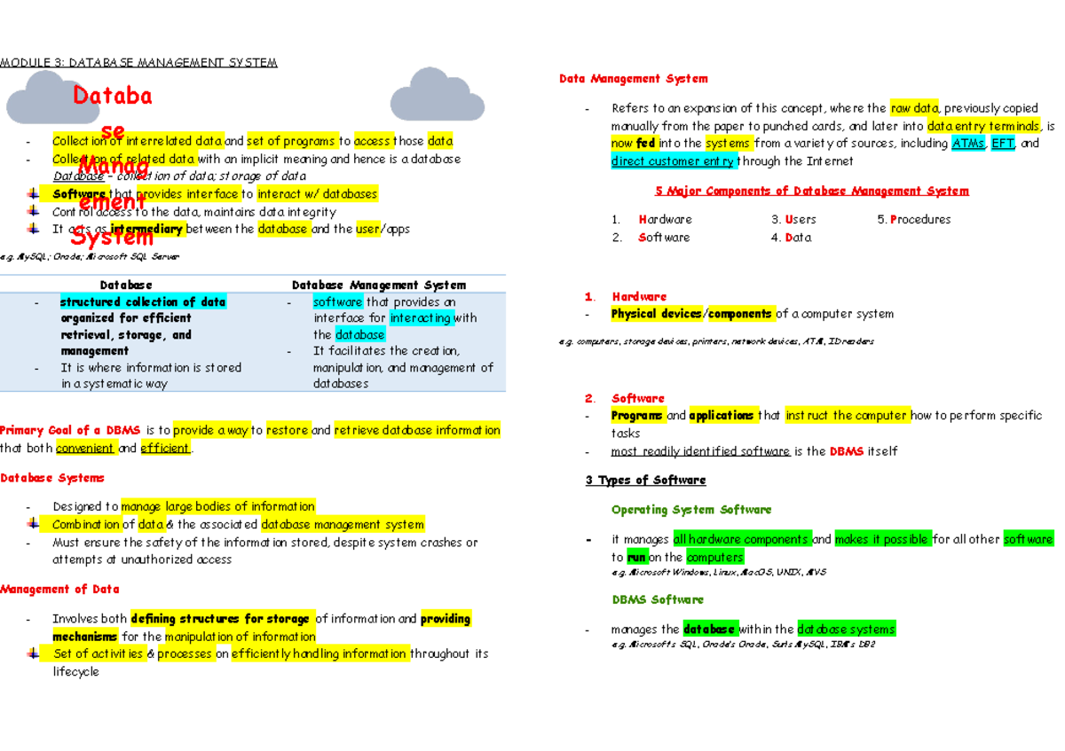 ACC-157-M3 - Heeh - MODULE 3: DATABASE MANAGEMENT SYSTEM Collection of ...