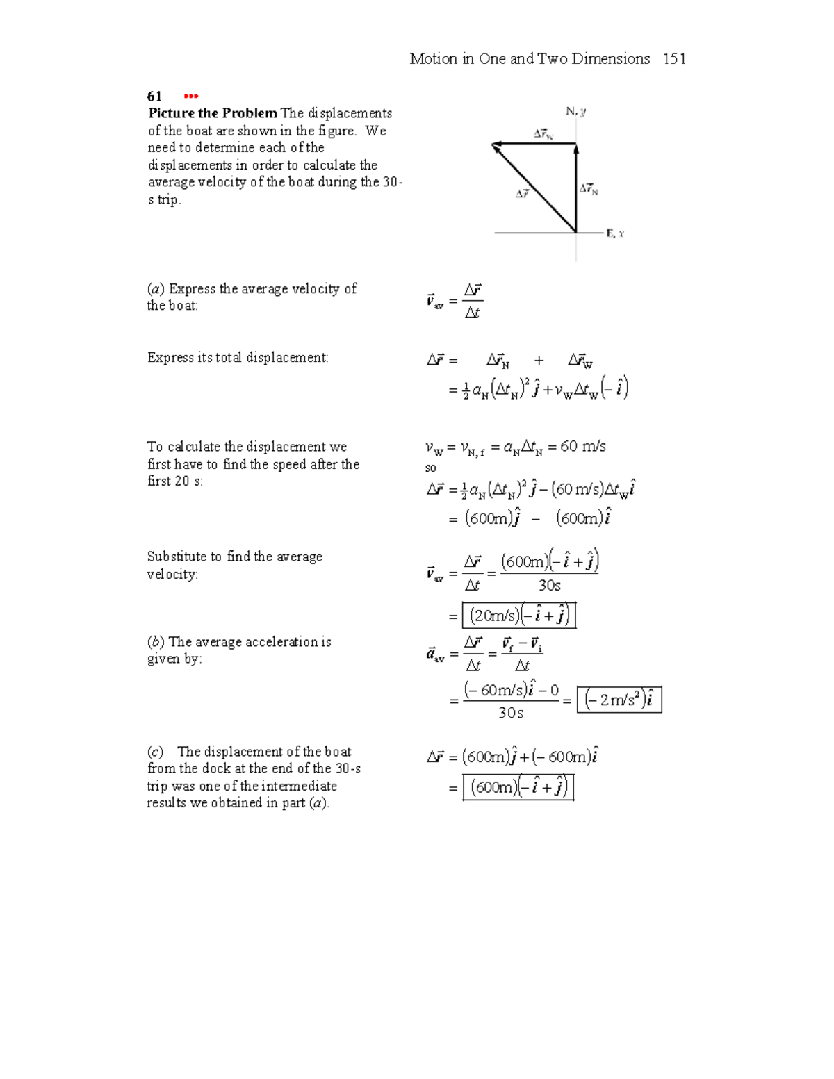 Physics Material (14) - Motion in One and Two Dimensions 151 61 ••• Picture the Problem The ...
