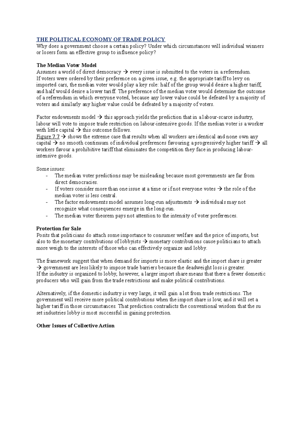 THE Political Economy OF Trade Policy - THE POLITICAL ECONOMY OF TRADE ...
