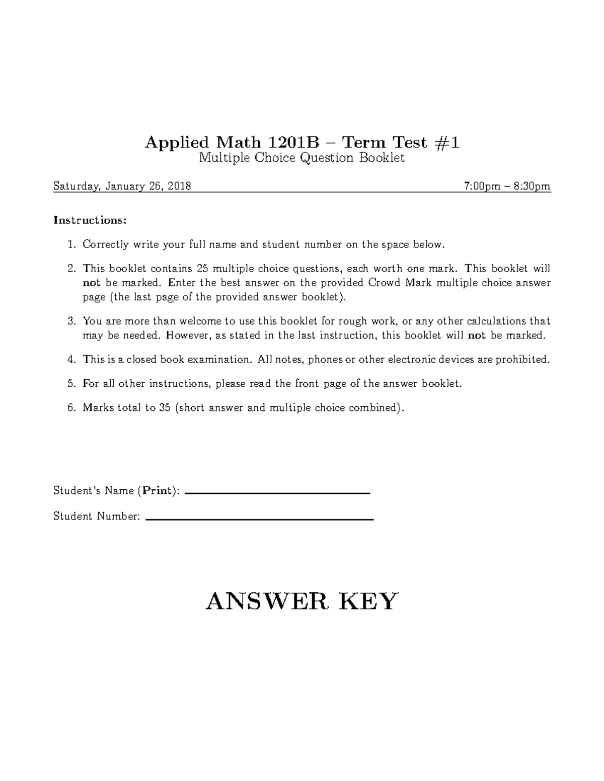 Term Test 1 MC Questions Answer Key - Applied Math 1201B – Term Test ...