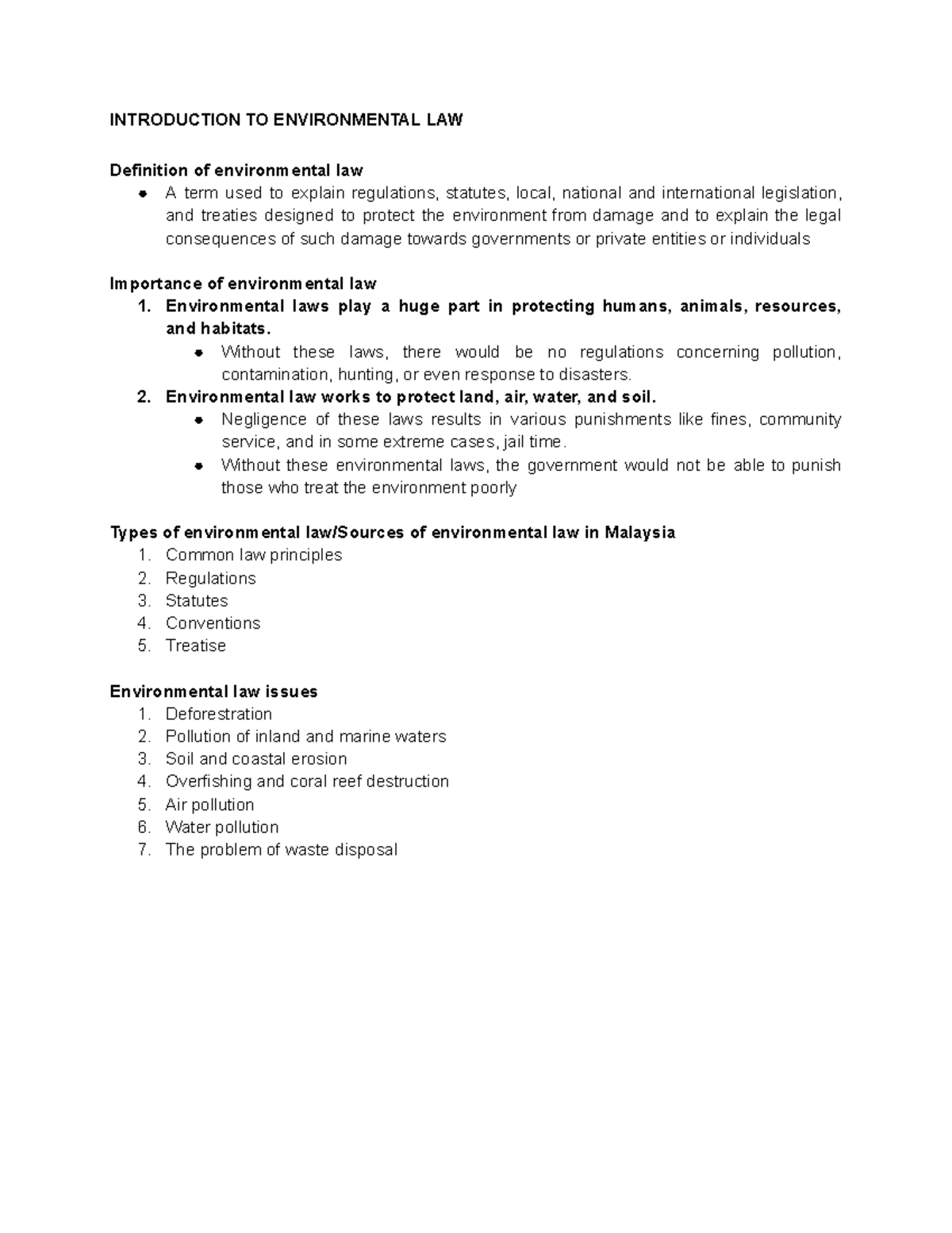 LAW573 introduction - envi - INTRODUCTION TO ENVIRONMENTAL LAW ...