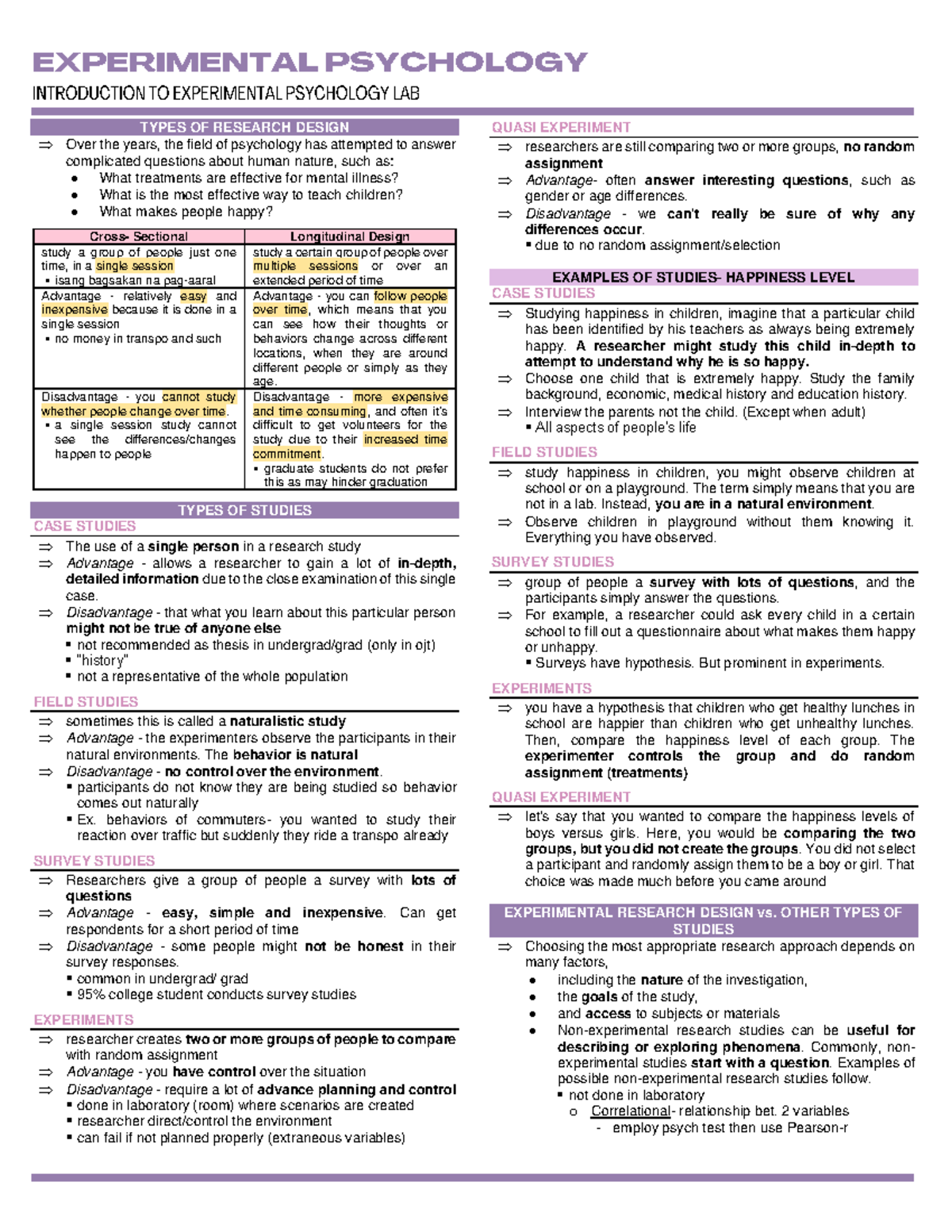 Experimental Lab Chap 1 - TYPES OF RESEARCH DESIGN Over the years, the ...