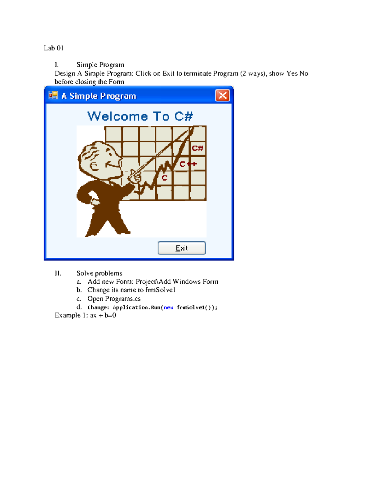 Lab01 - hhbsu - Triết học Mác - Lab 01 I. Simple Program Design A Simple Program: Click on Exit ...