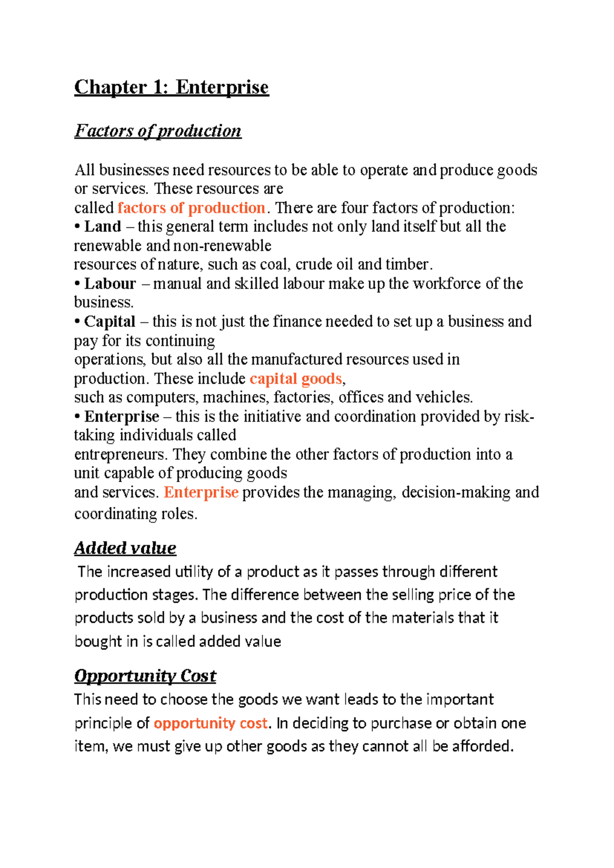 Chapter 1 enterprise - business - Chapter 1: Enterprise Factors of ...
