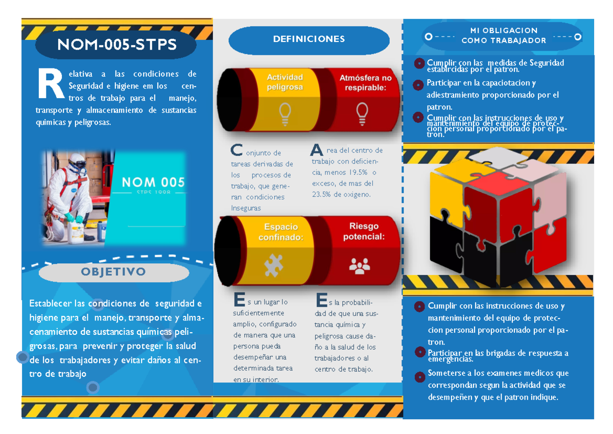Triptico NOM-005-STPS-1998 - C MI OBLIGACION COMO TRABAJADOR E elativa a las condiciones de ...