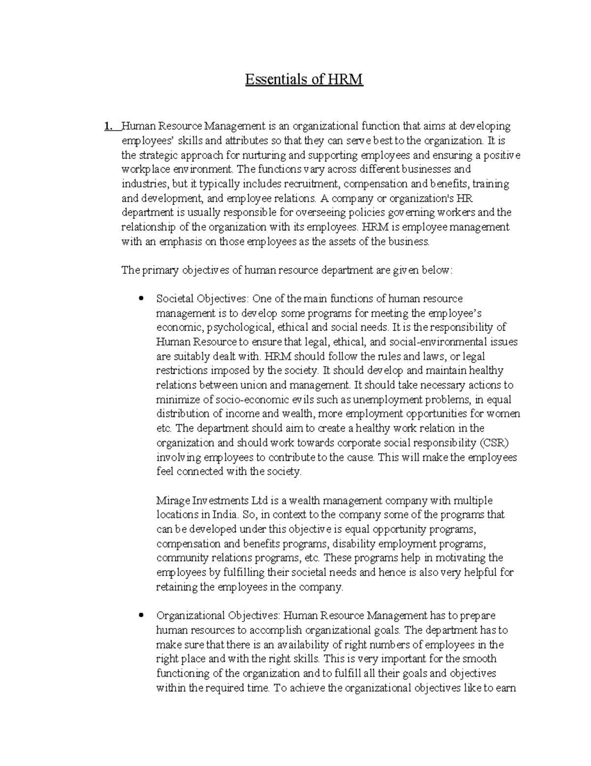 Essentials of HRM - Essentials of HRM Human Resource Management is an ...
